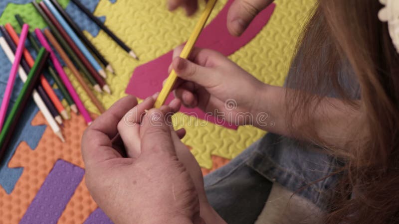 Little Girl Practicing Sharp Pencil Stock Video - Video of education ...
