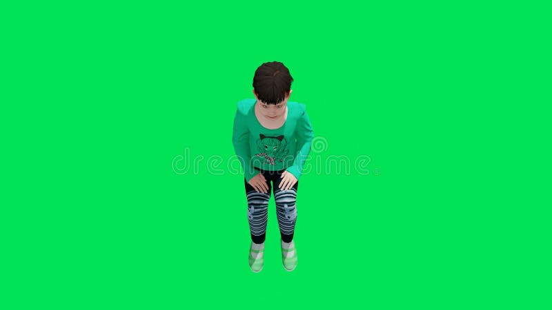 Little Girl Green Screen People 3d Render Animation Full Hd 1080 Stock ...
