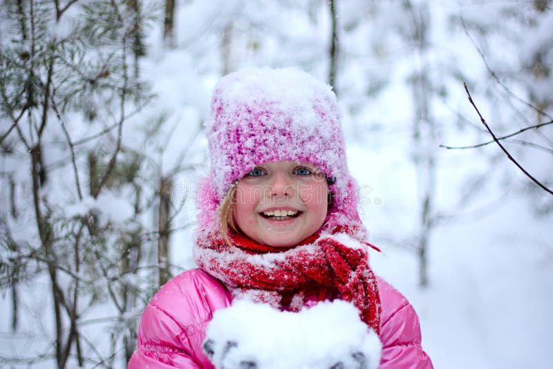 Little girl in snow . stock image. Image of nature, holiday - 17277169