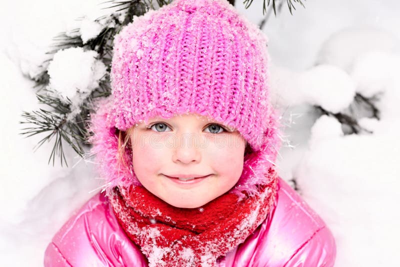 Little girl in snow . stock image. Image of outdoor, activity - 17277181