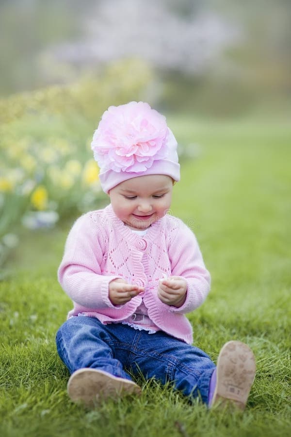 Little girl in spring park stock photo. Image of nature - 30864060