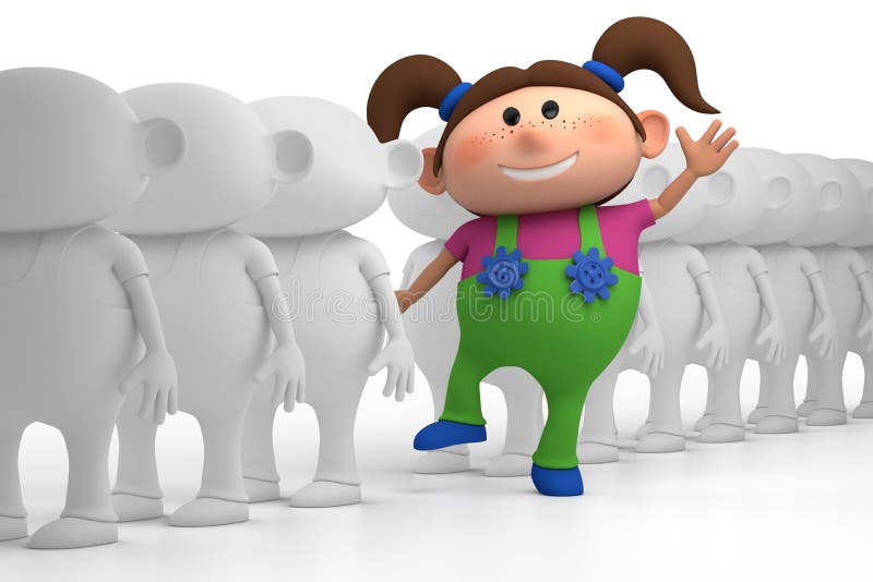 Little Girl Standing Out from Stock Illustration - Illustration of ...