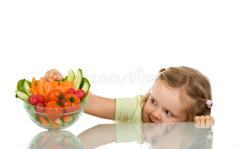 Little Girl Stealing Vegetables Stock Image - Image of grab, nutrition ...