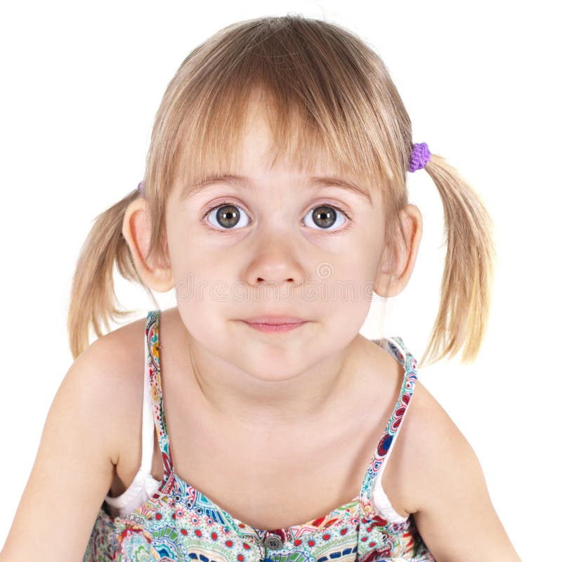 Little Girl Studio Shot on White Background Stock Photo - Image of ...