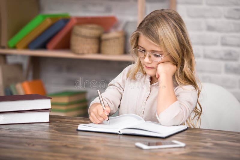 Little Girl Study Learning Education Knowledge Concept Stock Photo ...