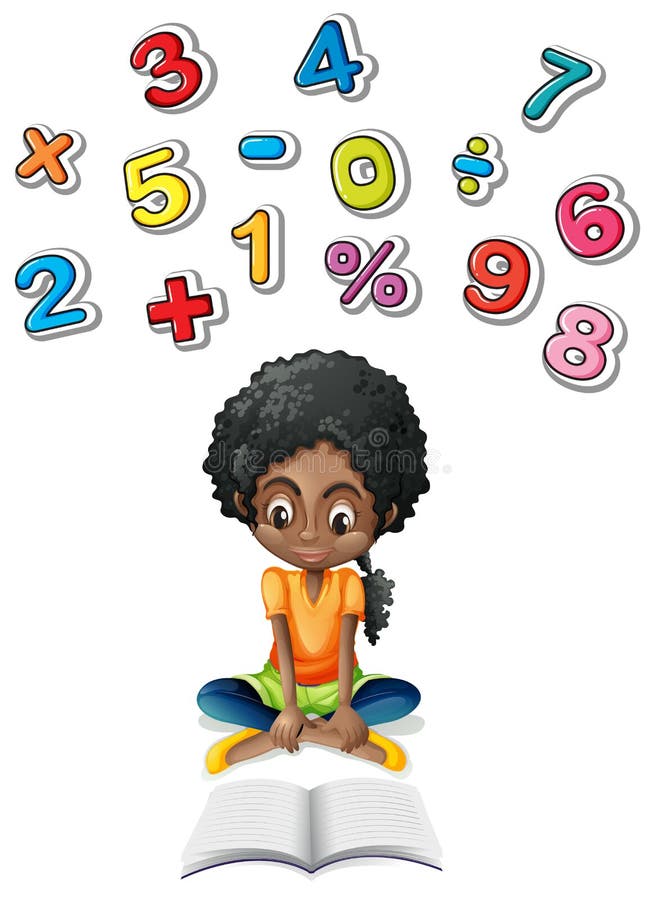 Girl Studying Math, Illustration Stock Illustration - Illustration of ...