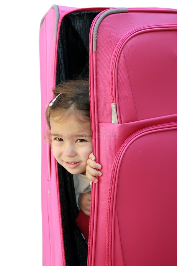 Little Girl in the Suitcase Stock Image - Image of girl, isolated: 20103447