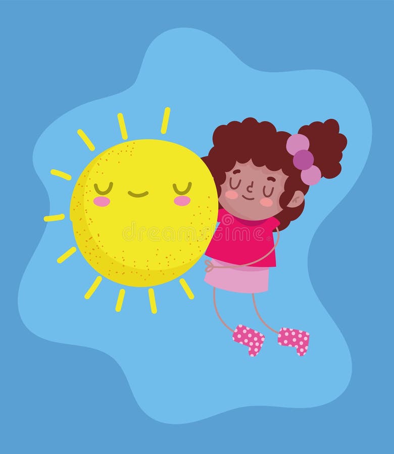 Little girl and sun stock vector. Illustration of play - 264700748