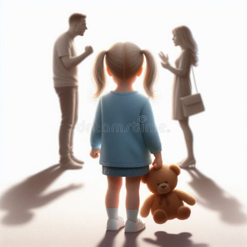 A Little Girl between Swearing Parents. Stock Image - Image of divorce ...