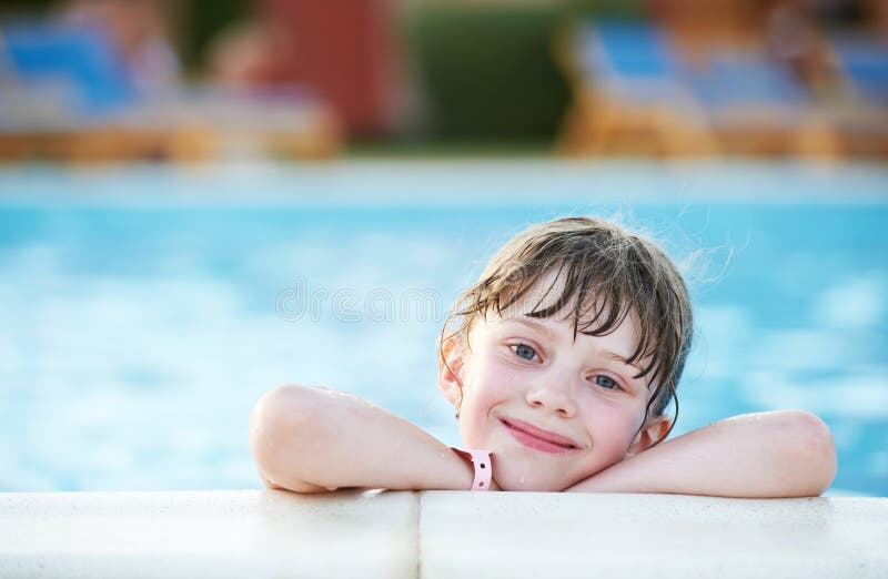 Little Girl at Swimming Pool Stock Photo - Image of little, pool: 20820768