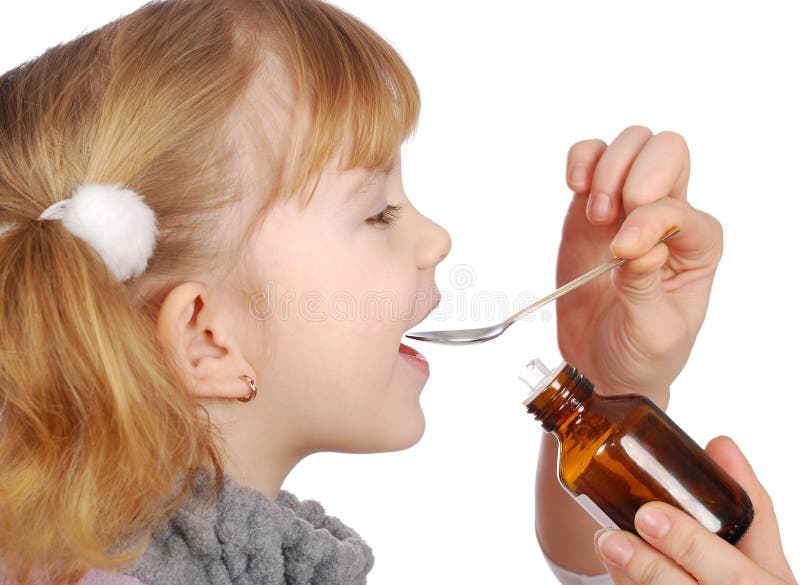 Little girl take medicine stock image. Image of medicine - 12971797