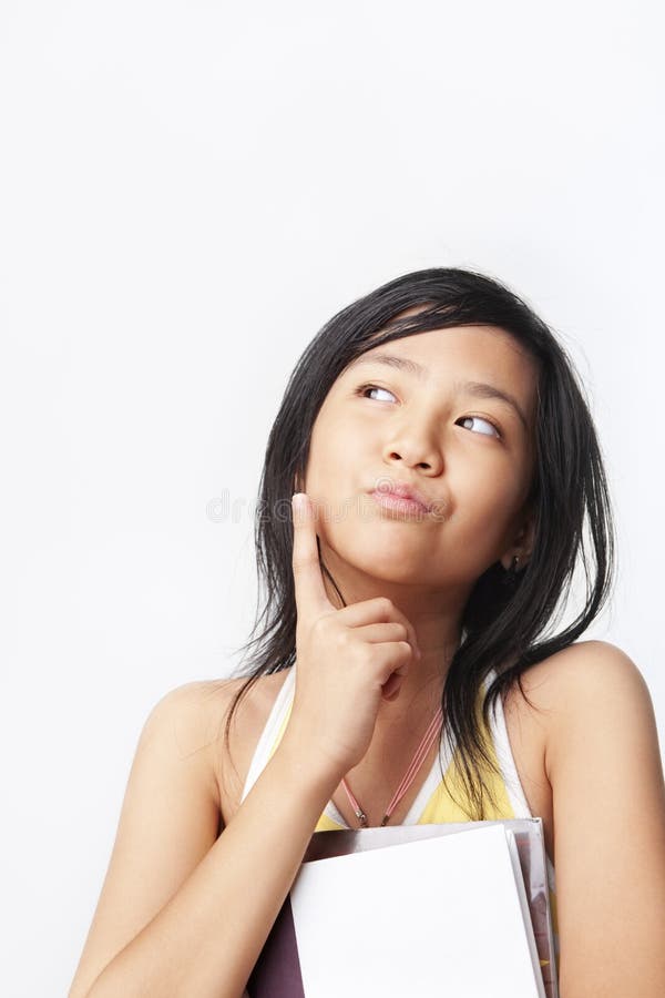 Little girl thinking stock photo. Image of smart, pose - 10567904