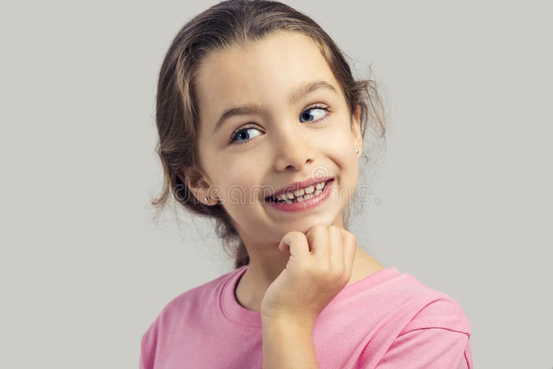 Little girl thinking stock photo. Image of people, female - 105348346