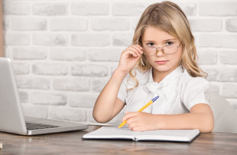 Little Girl Using Digital Device Modern Technology Stock Photo - Image ...