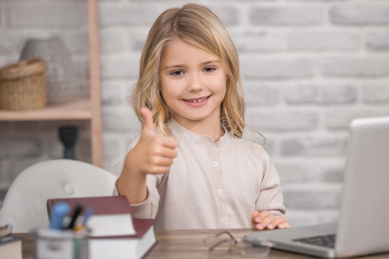 Little Girl Using Digital Device Modern Technology Stock Photo - Image ...