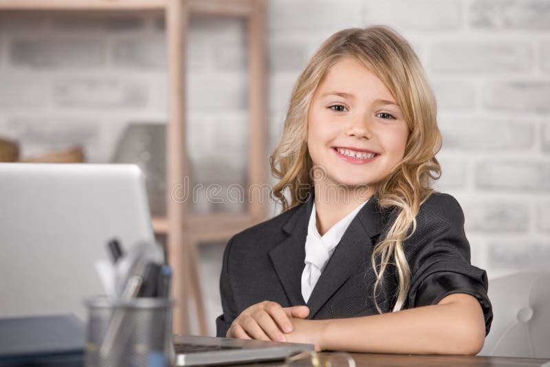 Little Girl Using Digital Device Modern Technology Stock Photo - Image ...
