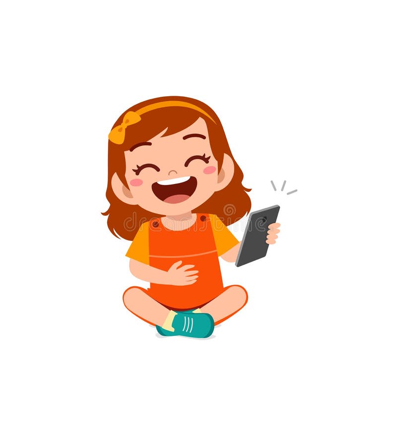 Little Girl Using Mobile Phone Stock Illustrations – 355 Little Girl ...