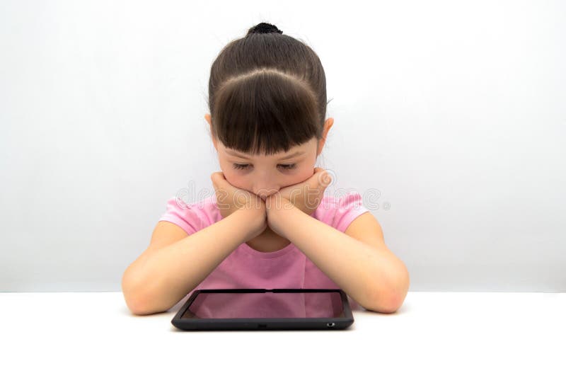 Little Girl Using a Tablet Pc Stock Image - Image of screen, caucasian ...