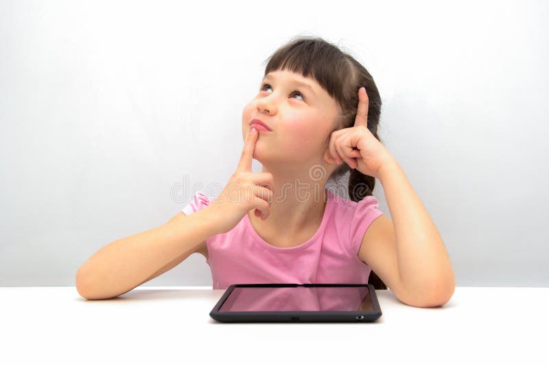 Little Girl Using a Tablet Pc Stock Image - Image of modern, background ...