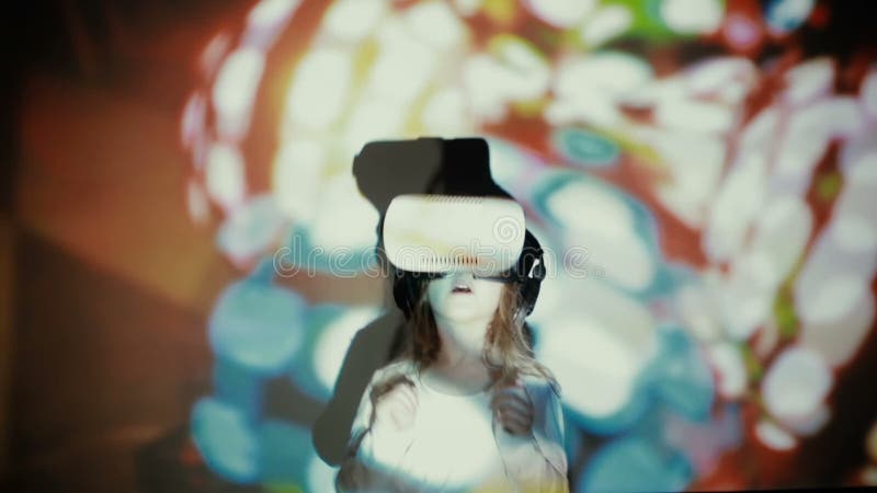 Little Girl Using VR-helmet. Vr Dance Simulator Stock Footage - Video ...