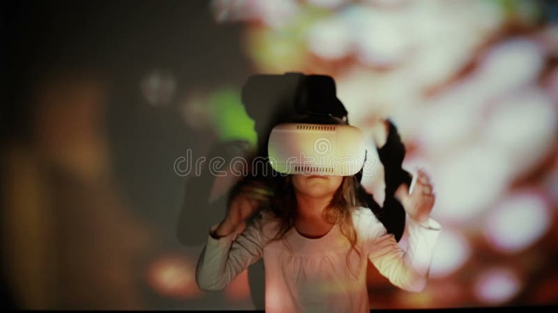 Little Girl Using VR-helmet. Vr Dance Simulator Stock Video - Video of ...