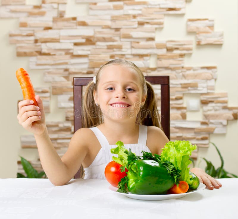 Little Girl with Vegetables Stock Image - Image of holding, nutritious ...