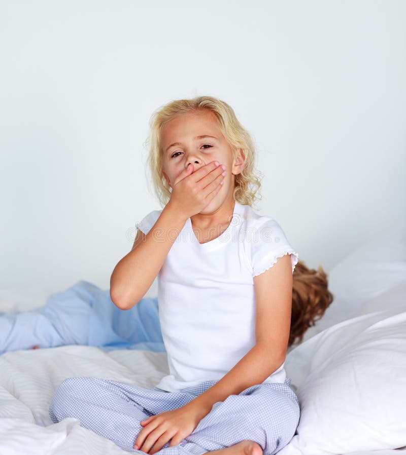 Little Girl Very Tired in Bed Stock Photo - Image of person, hair: 9652586