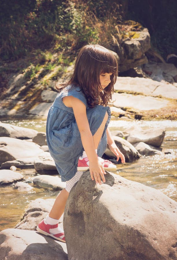 Little girl stock image. Image of seasonal, climb, walking - 58905513