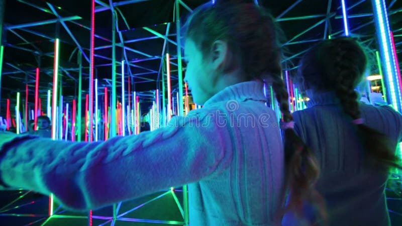 Little Girl Wanders in Mirror Labyrinth Stock Video - Video of ...