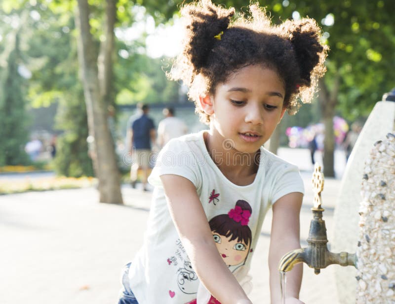 Little Girl Washes Her Hands at the Tap Stock Photo - Image of hygiene ...