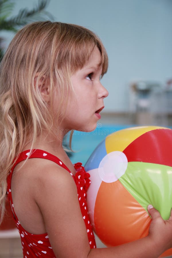 Little Girl in the Water Pool Stock Image - Image of playful, bright ...