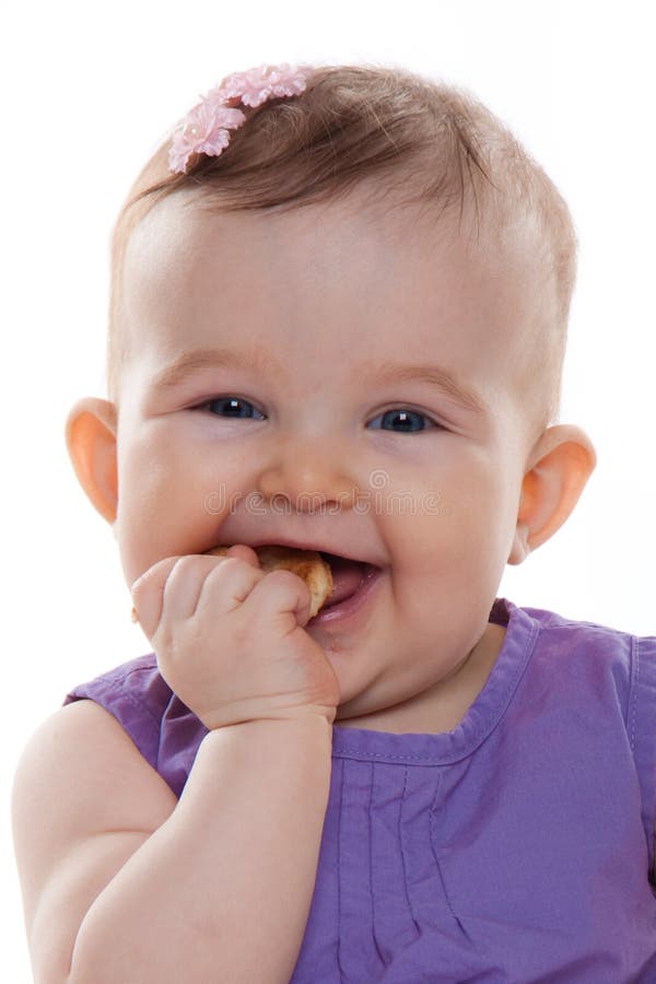 The Little Girl on a White Background Stock Image - Image of hunger ...