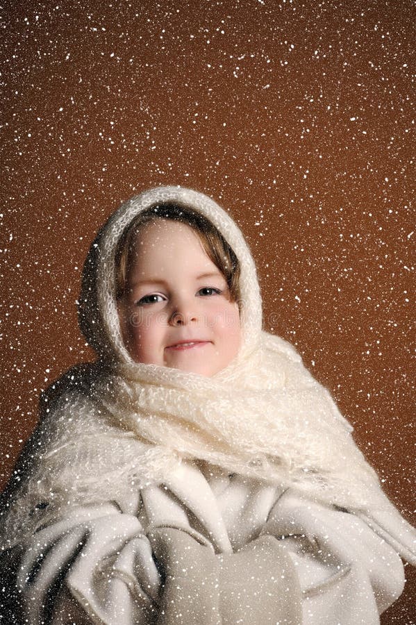 Girl in a White Coat, White Scarf Stock Image - Image of clothing ...