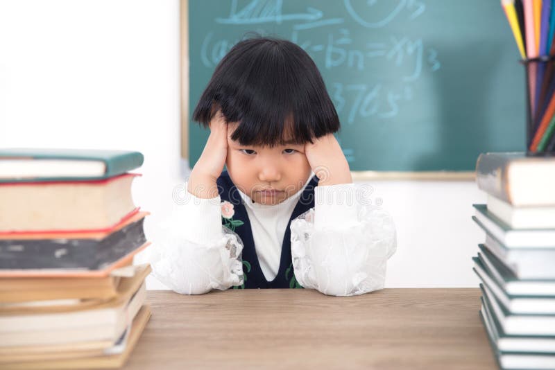 The Little Girl Who is Not Studying Stock Photo - Image of four ...