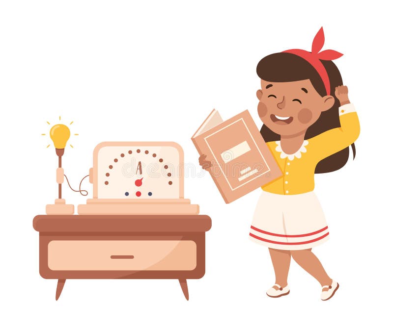 Little Girl Working on Physics Science Experiment with Light Bulb ...