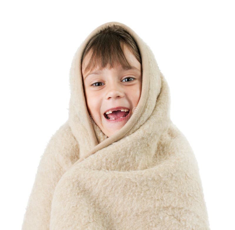 Little Girl, Wrapped in a Blanket Stock Image - Image of cutie ...