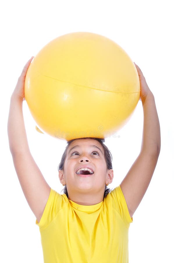 Little Girl with Yellow Ball Stock Photo - Image of play, small: 11253200