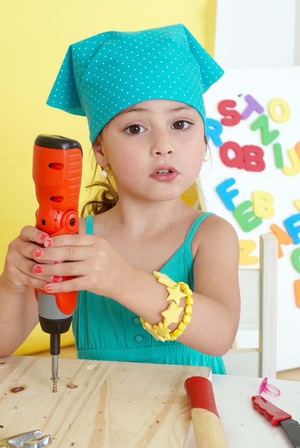 Little Girls on Creative Lesson Stock Image - Image of playing ...