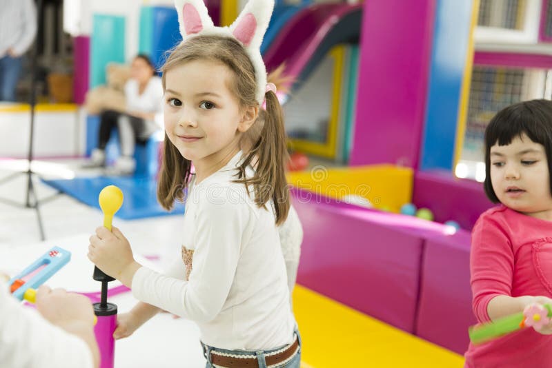 Little Girls in the Kindergarten Stock Photo - Image of preschooler ...