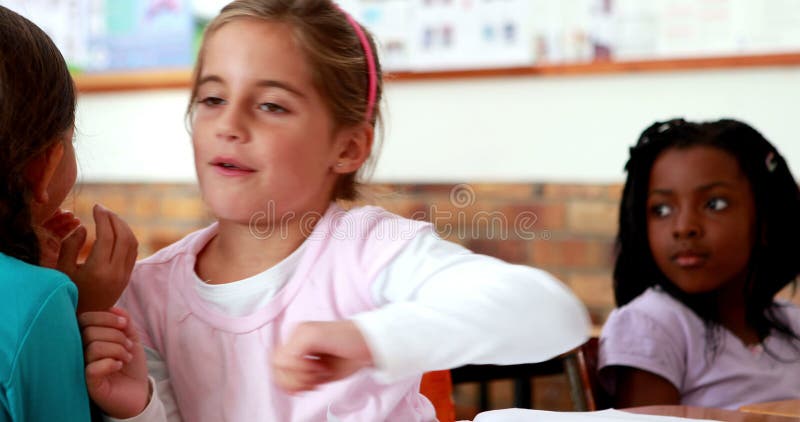 Little Girls Telling Secrets in the Classroom Stock Footage - Video of ...