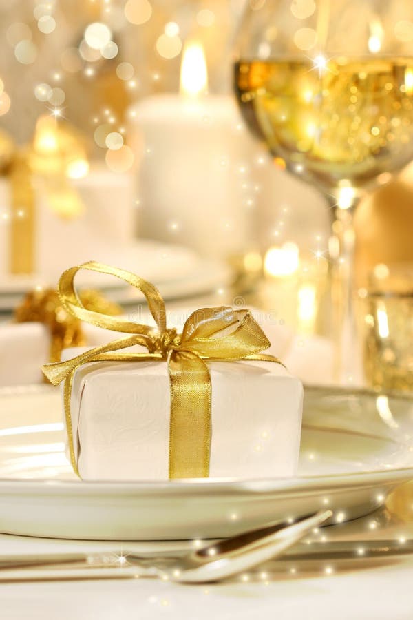 Little gold ribboned gift stock photo. Image of elegant - 3820012