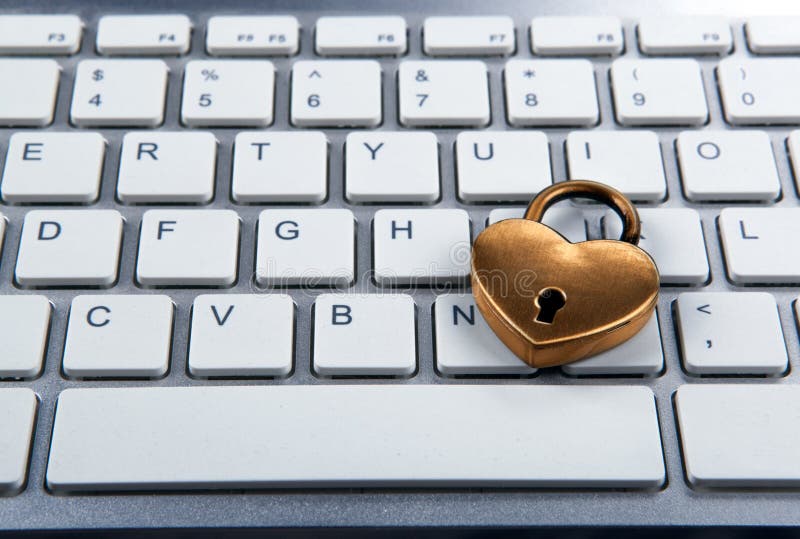 Little Golden Padlock on Computer Keyboard Closeup Stock Image - Image ...