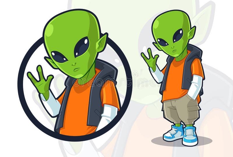 Little Green Alien stock illustration. Illustration of cute - 268510494
