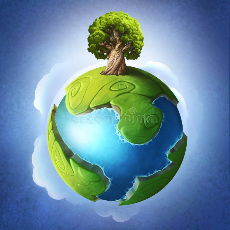 Private House on Small Planet Stock Illustration - Illustration of ...