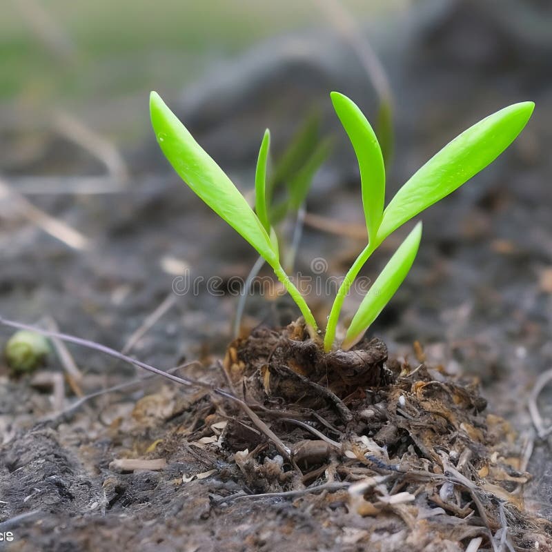 Little Green Plant Sprout on the Ground Stock Photo - Image of ...