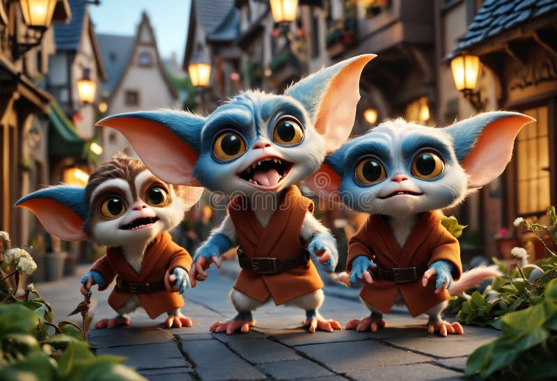 Little Gremlins in a Magical Town. Generative AI Ilustração Stock ...