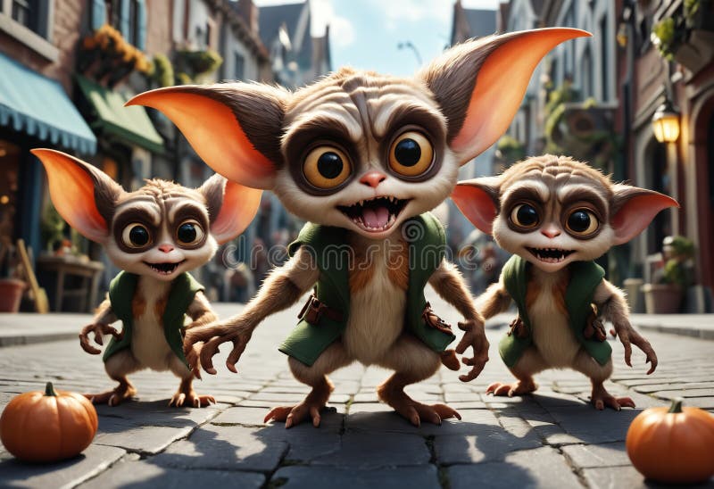 Little Gremlins in a Magical Town. Generative AI Stock Illustration ...