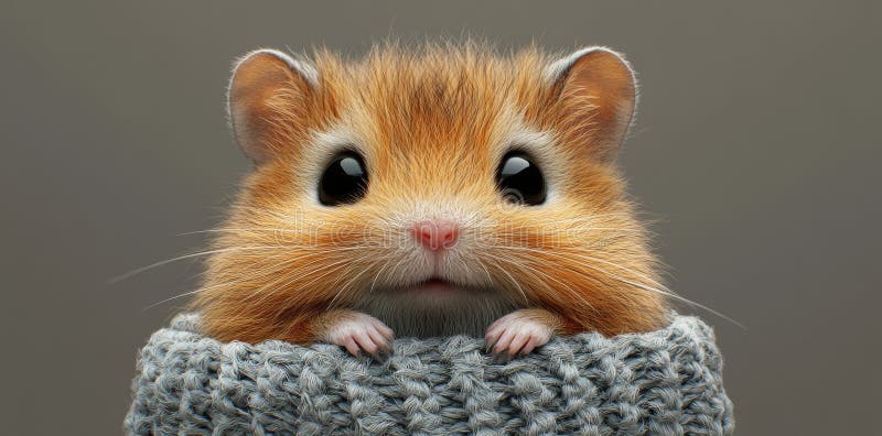 A Little Hamster is Curiously Examining a Soft White Surface during a ...