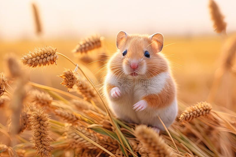 Little Hamster in Wheat Field. Generative AI Stock Illustration ...