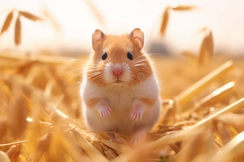 Little Hamster in Wheat Field. Generative AI Stock Illustration ...